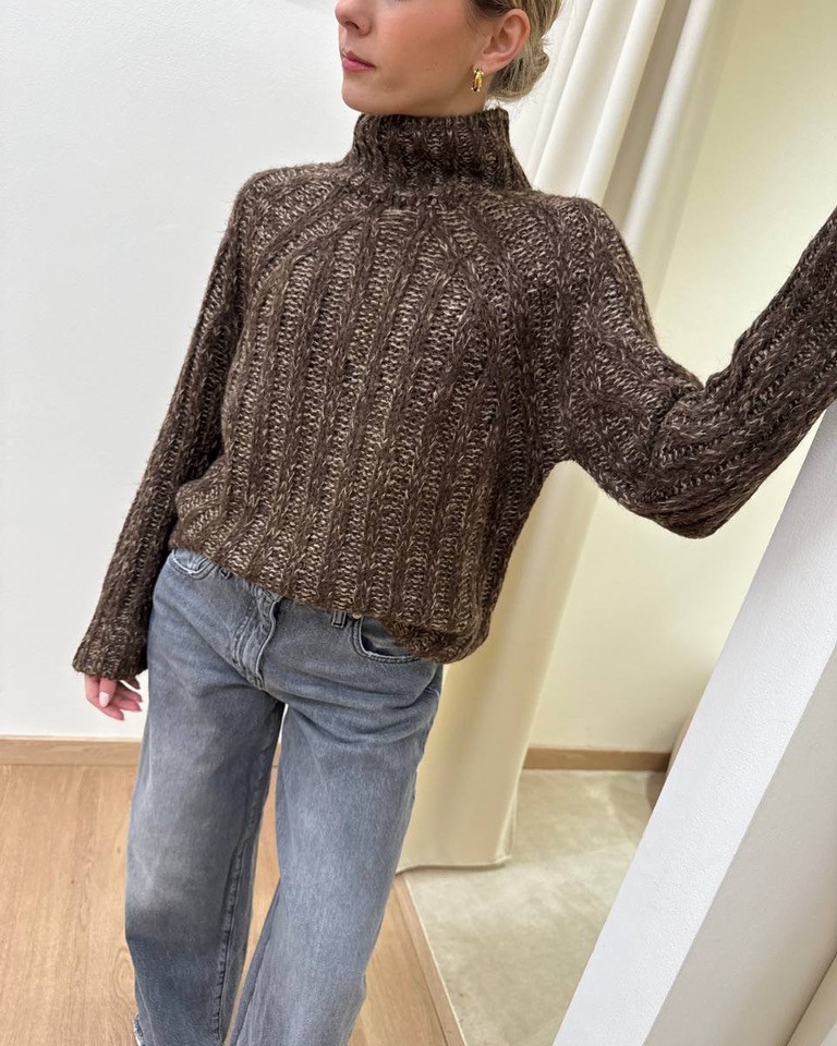 Maglione a scatoletta melange moro Susy Mix - Scintille Store