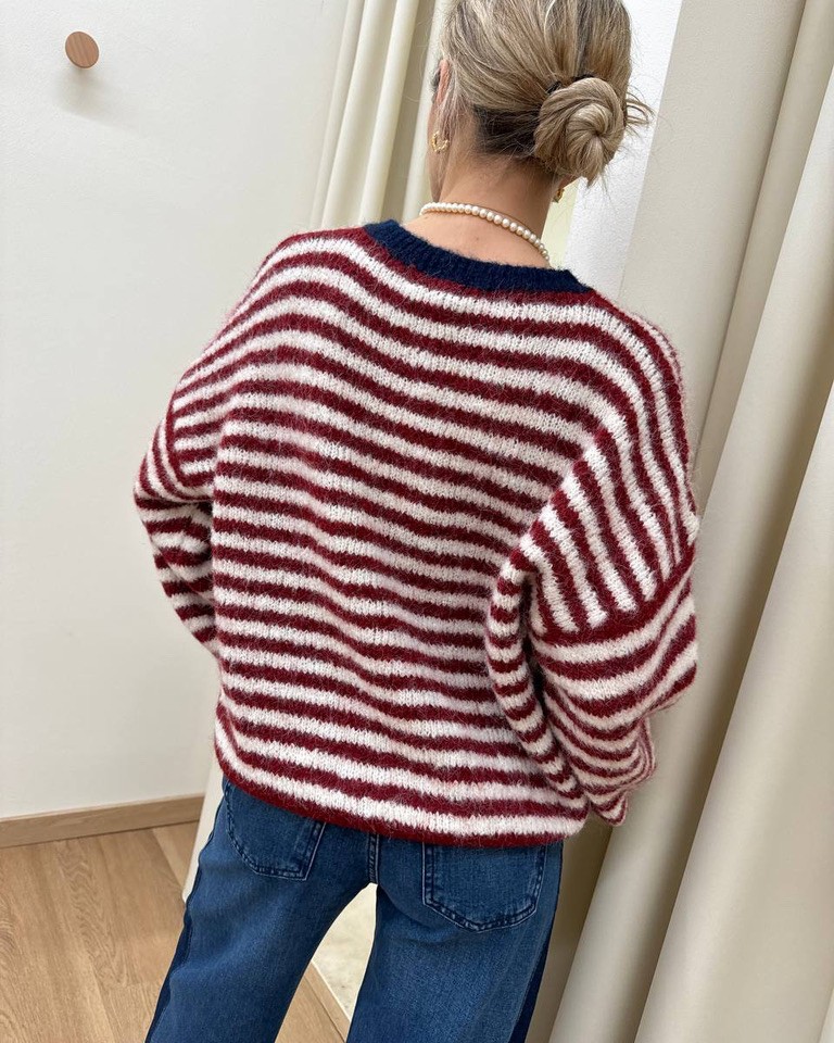 Cardigan a righe blu e bordeaux Susy Mix - Scintille Store